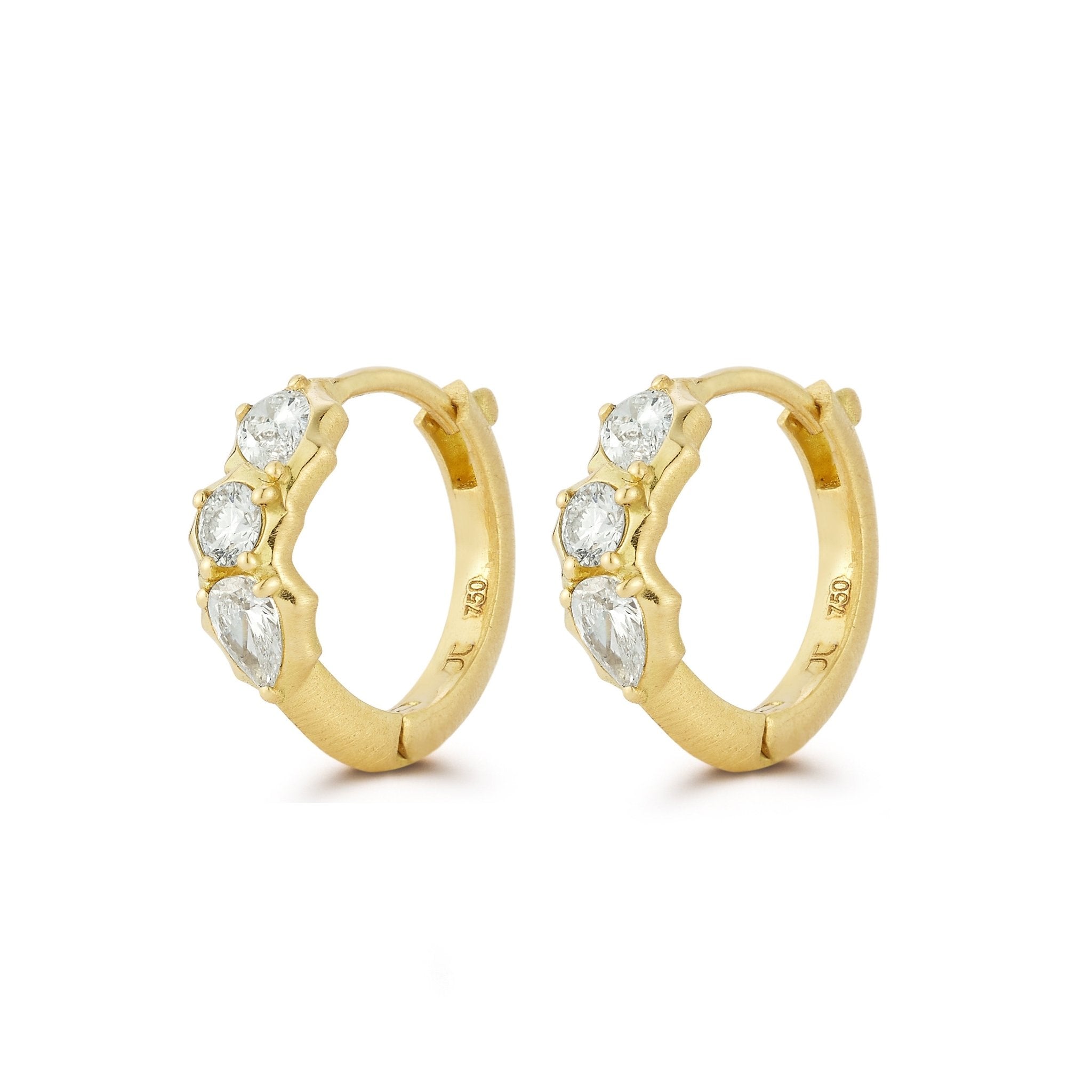 18k gold diamond huggie earrings store