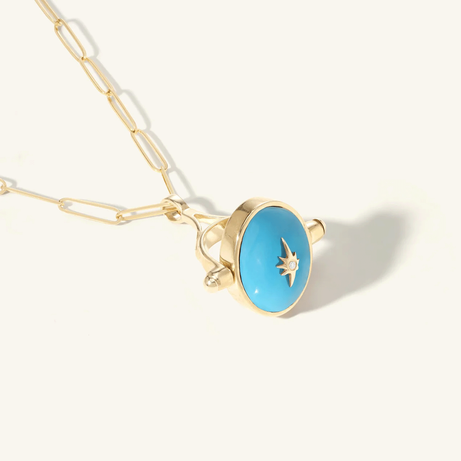 Zahava Heirlooms 10K Gold Turquoise Spinning Pendant with Star Overlay – Peridot Fine Jewelry