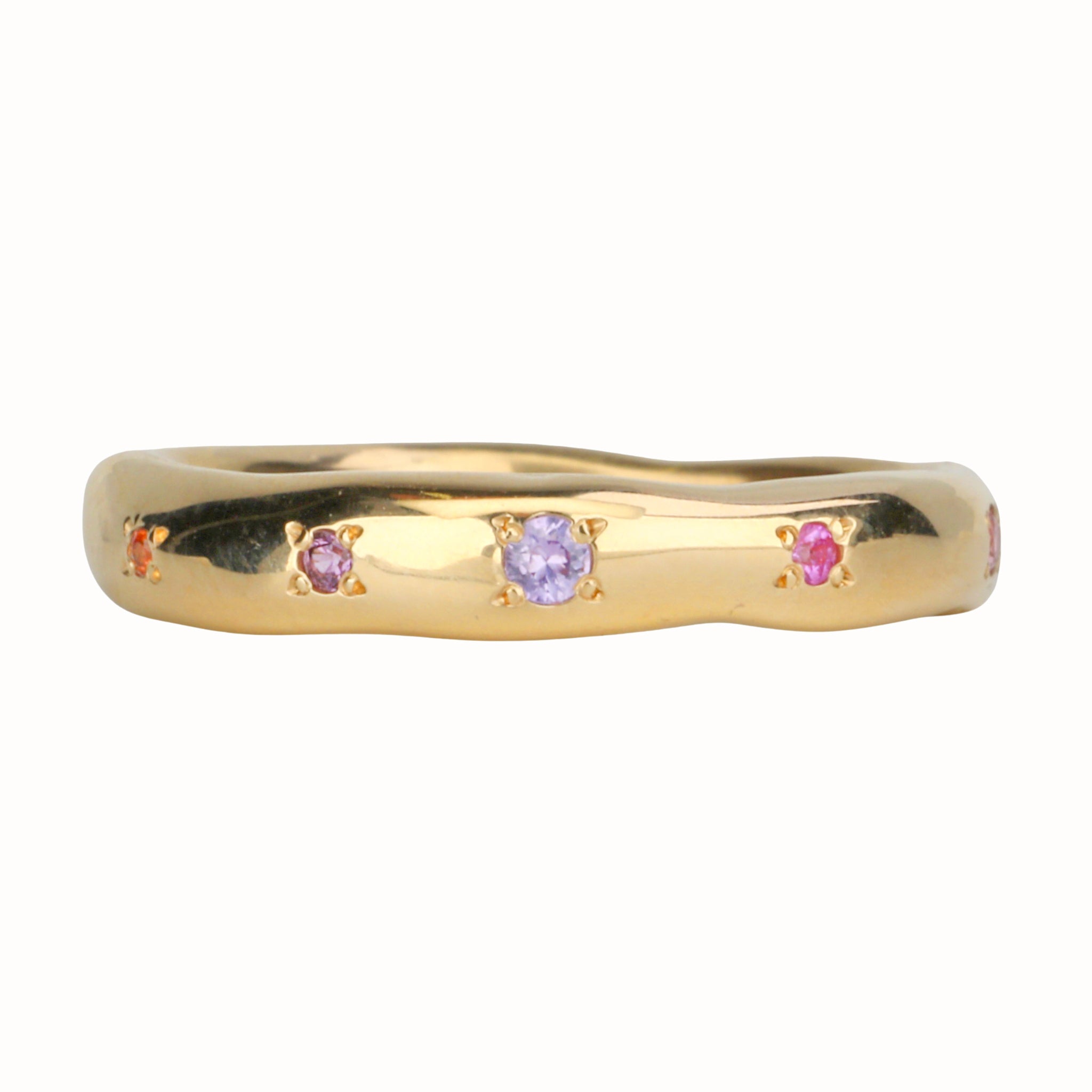 Johanna Brierley 14K Gold Medium "Melt" Band with 12 Multicolored ...