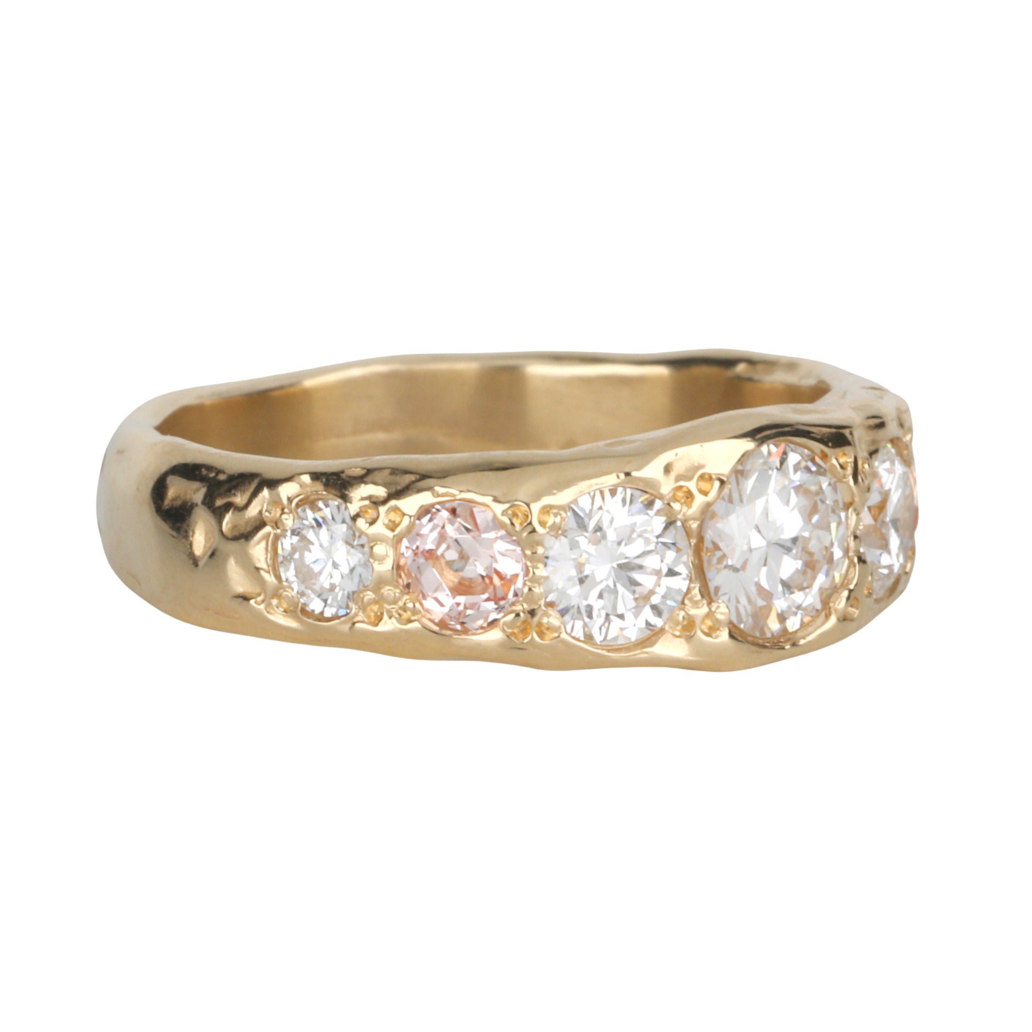 Johanna Brierley 14K Gold Tapered Diamond & Blush Sapphire Ring ...