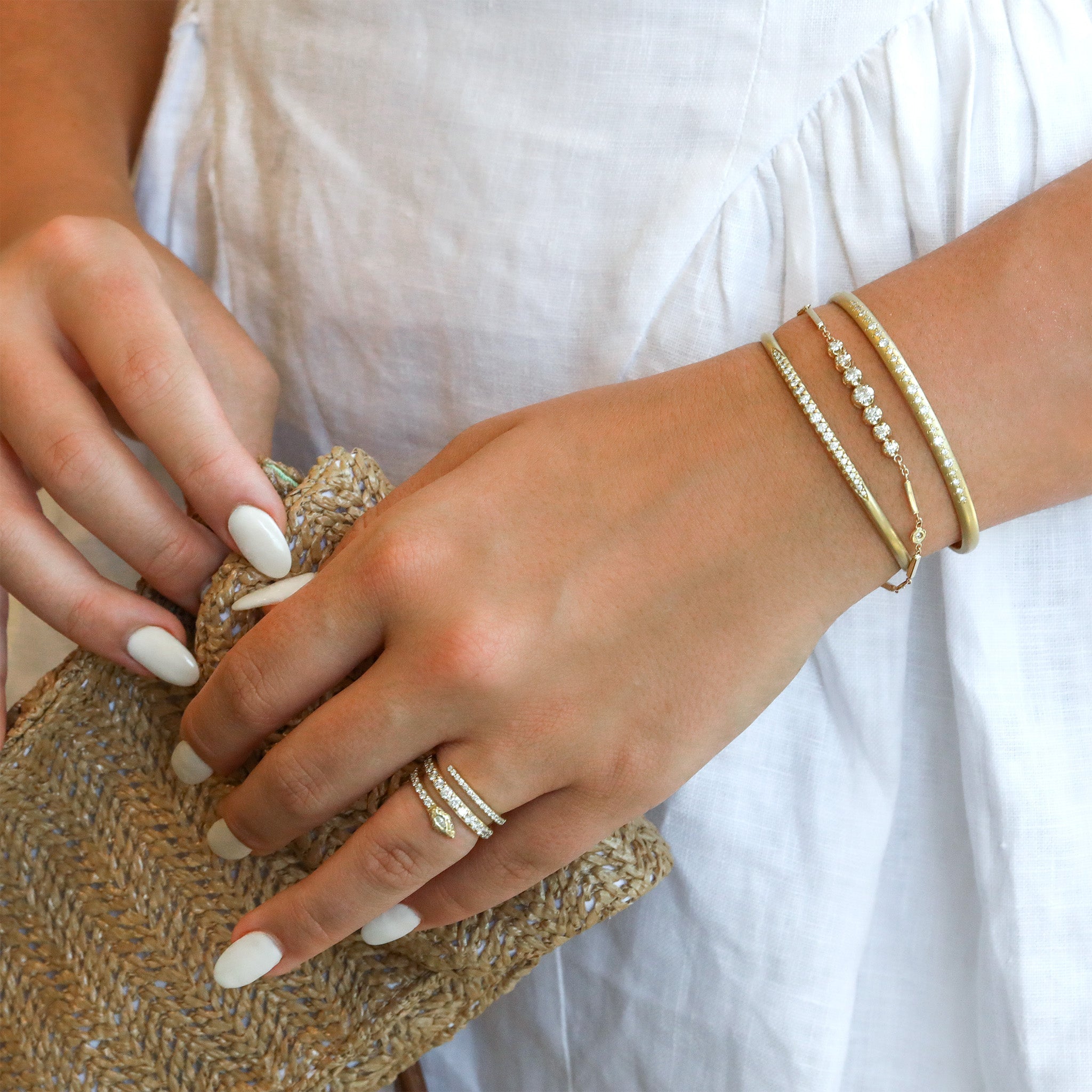 Annie Fensterstock Hammered Cuff with Graduated Diamonds – Peridot Fine ...