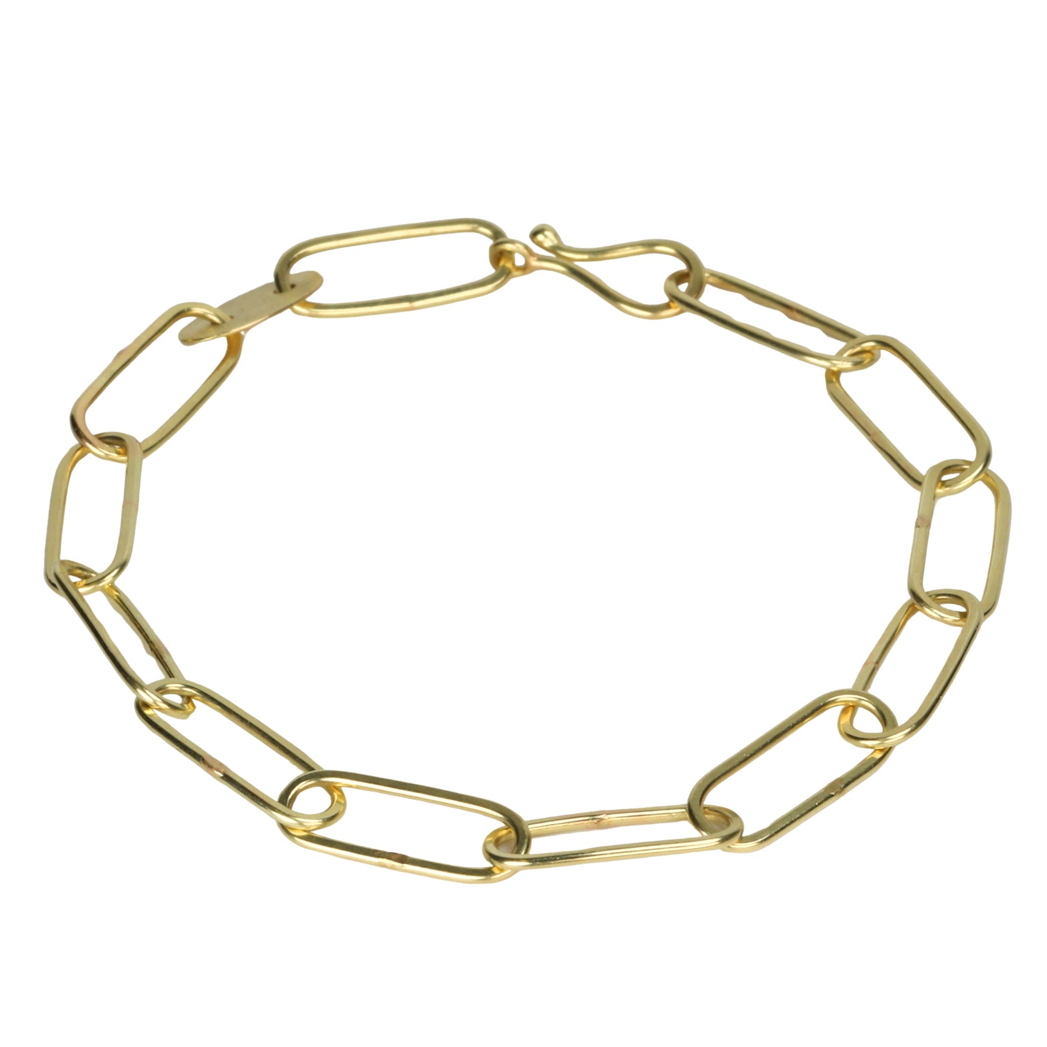 Petra Class 18K Gold Handmade Rectangular Link Bracelet with Disk ...