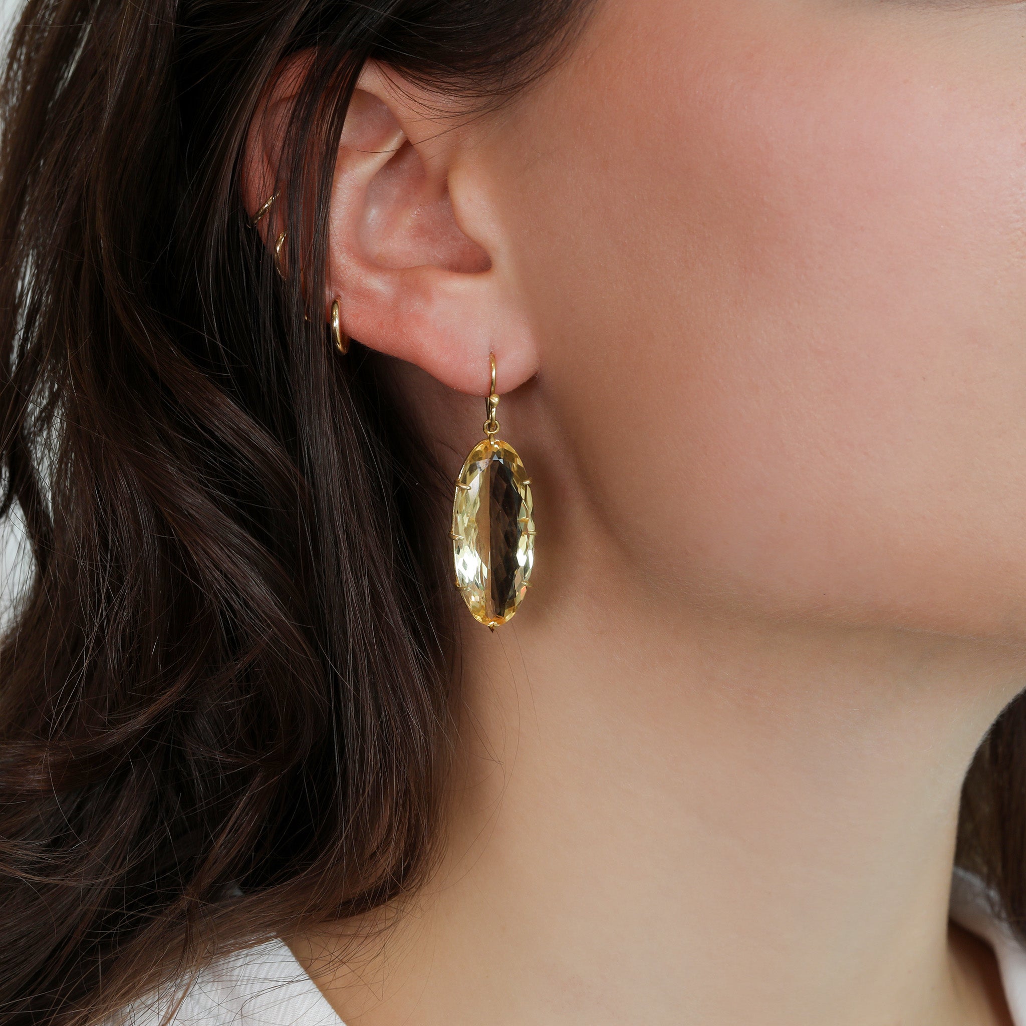 Rosanne Pugliese 18K Multi Prong-Set Elongated Oval Citrine Drop ...