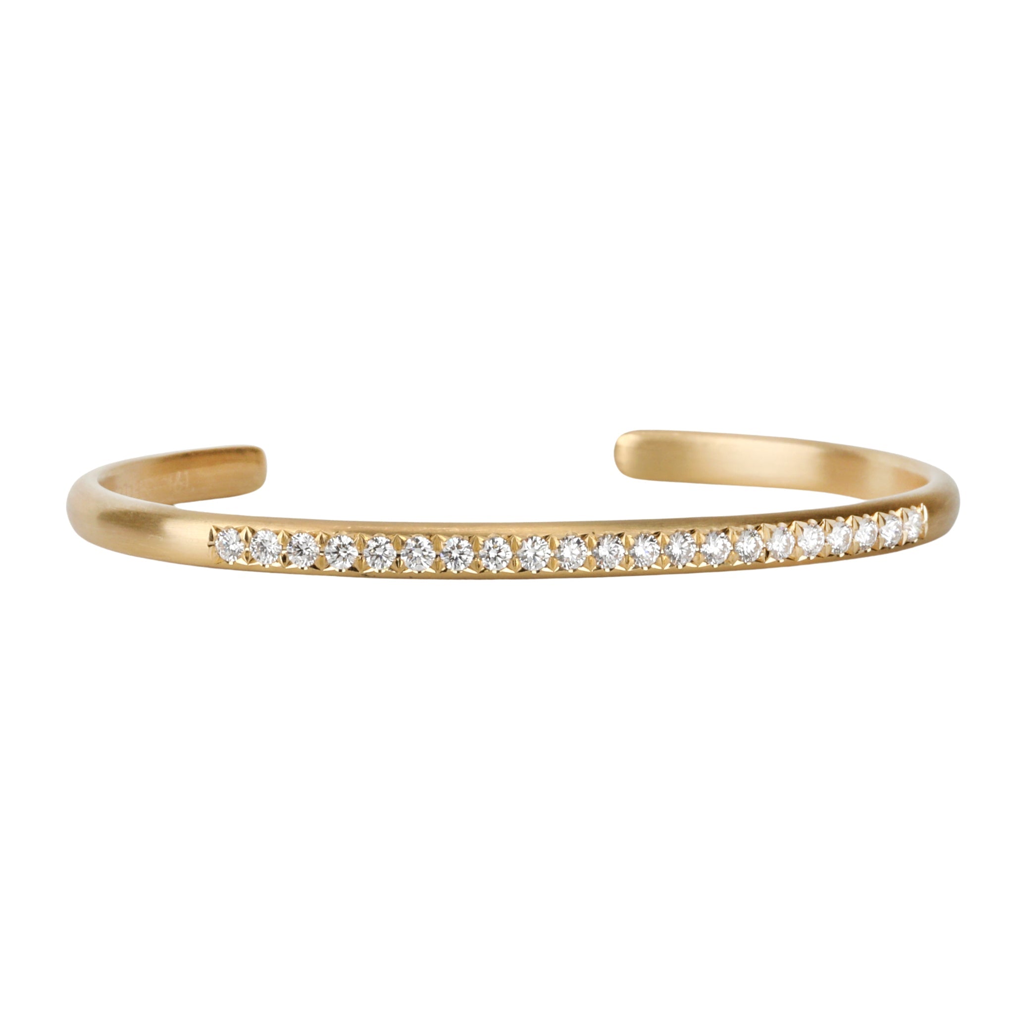Caroline Ellen 18K Narrow Rounded Cuff Bracelet with 21 Pave Diamonds ...