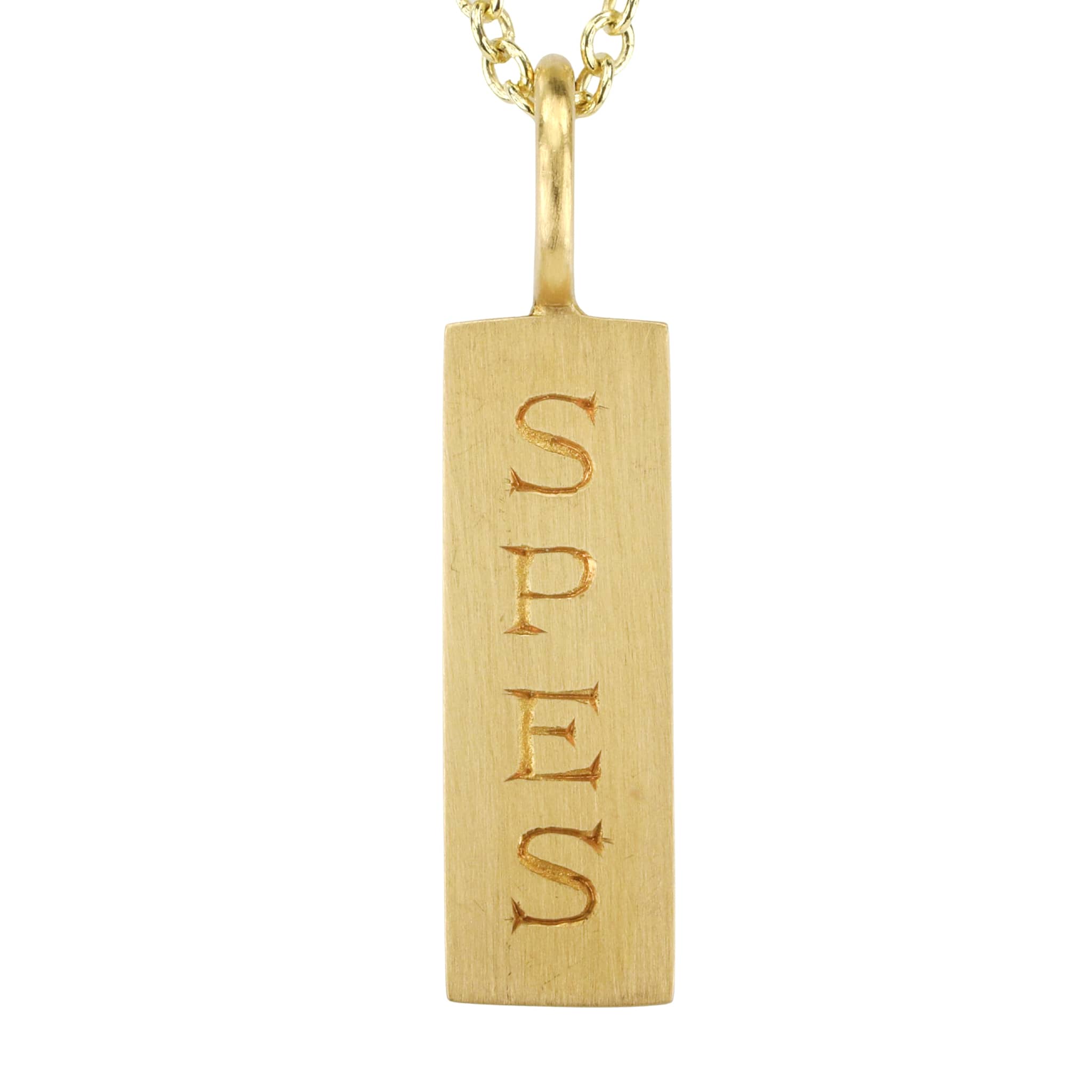 Caroline Ellen 20K Gold Rectangular Engraved SPES/OPES Pendant ...
