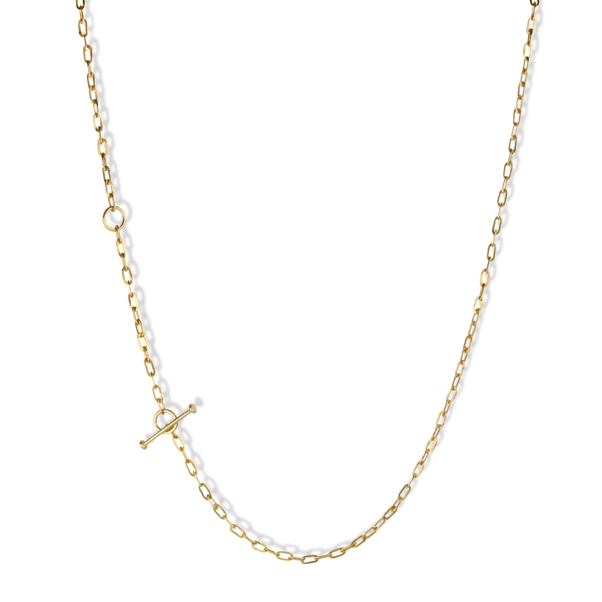 Annie Fensterstock 22K Gold Handmade Elongated Oval Link Chain with ...