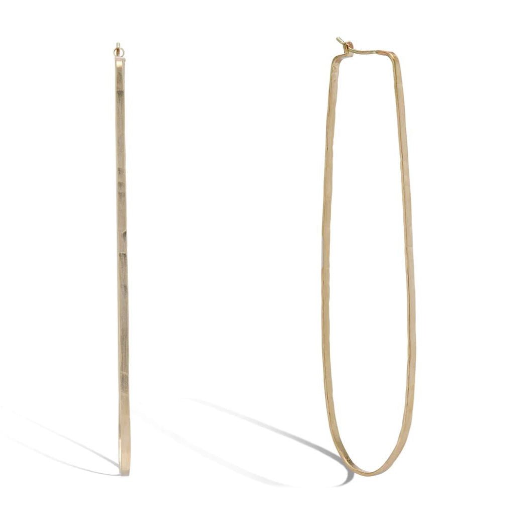 Sarah Macfadden "Kent" Gold Long Oval Profile Hammered Hoops – Peridot ...