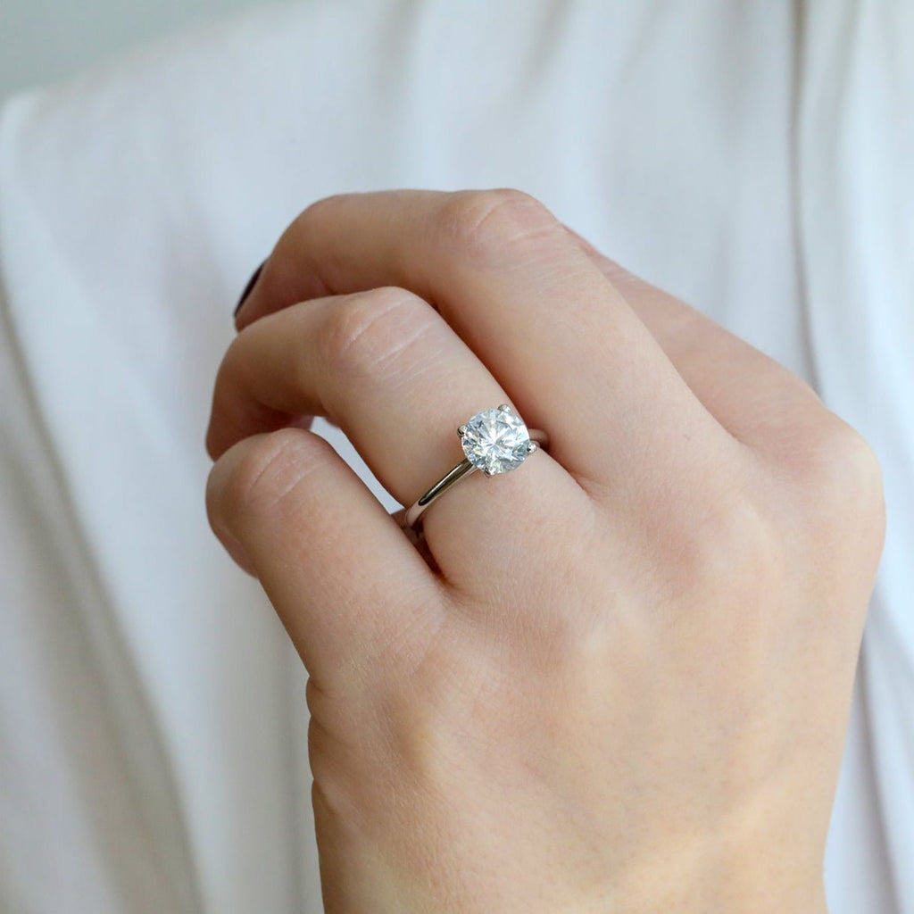 Mark Patterson Platinum Ring with Prong-Set Round Center Stone ...