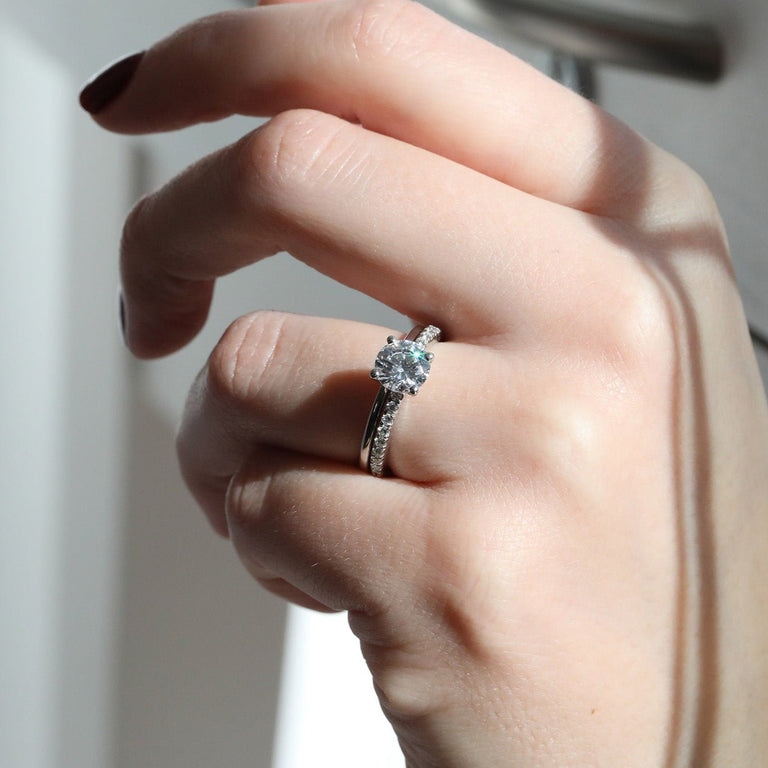 Mark Patterson Platinum Mount with Prong-Set Center Stone and Diamond ...