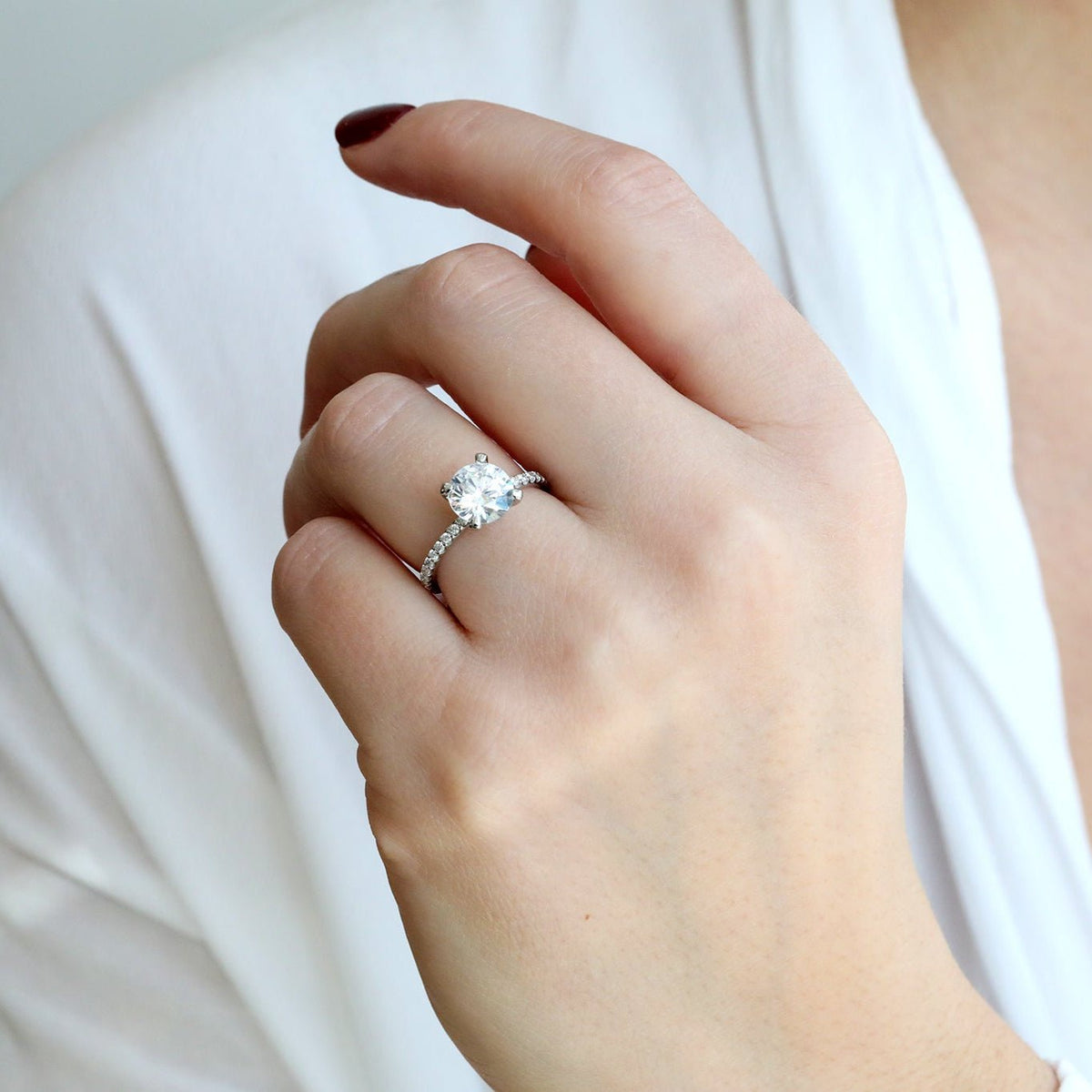 Mark Patterson Platinum Round Diamond Ring Mount with Pave Diamond ...