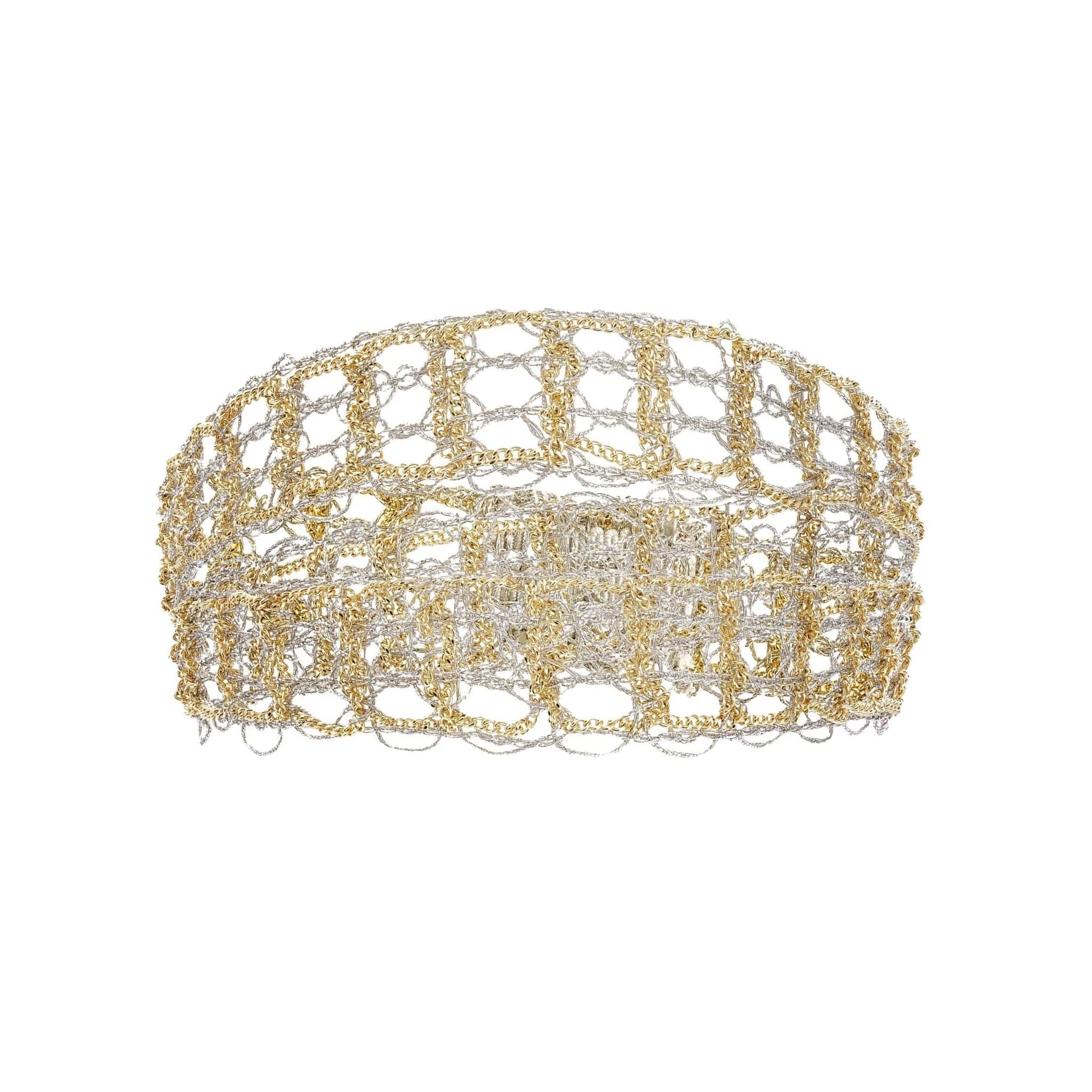 Marie Laure Chamorel Woven Gold-Tone Brass & Silver Lurex Ribbon Double ...