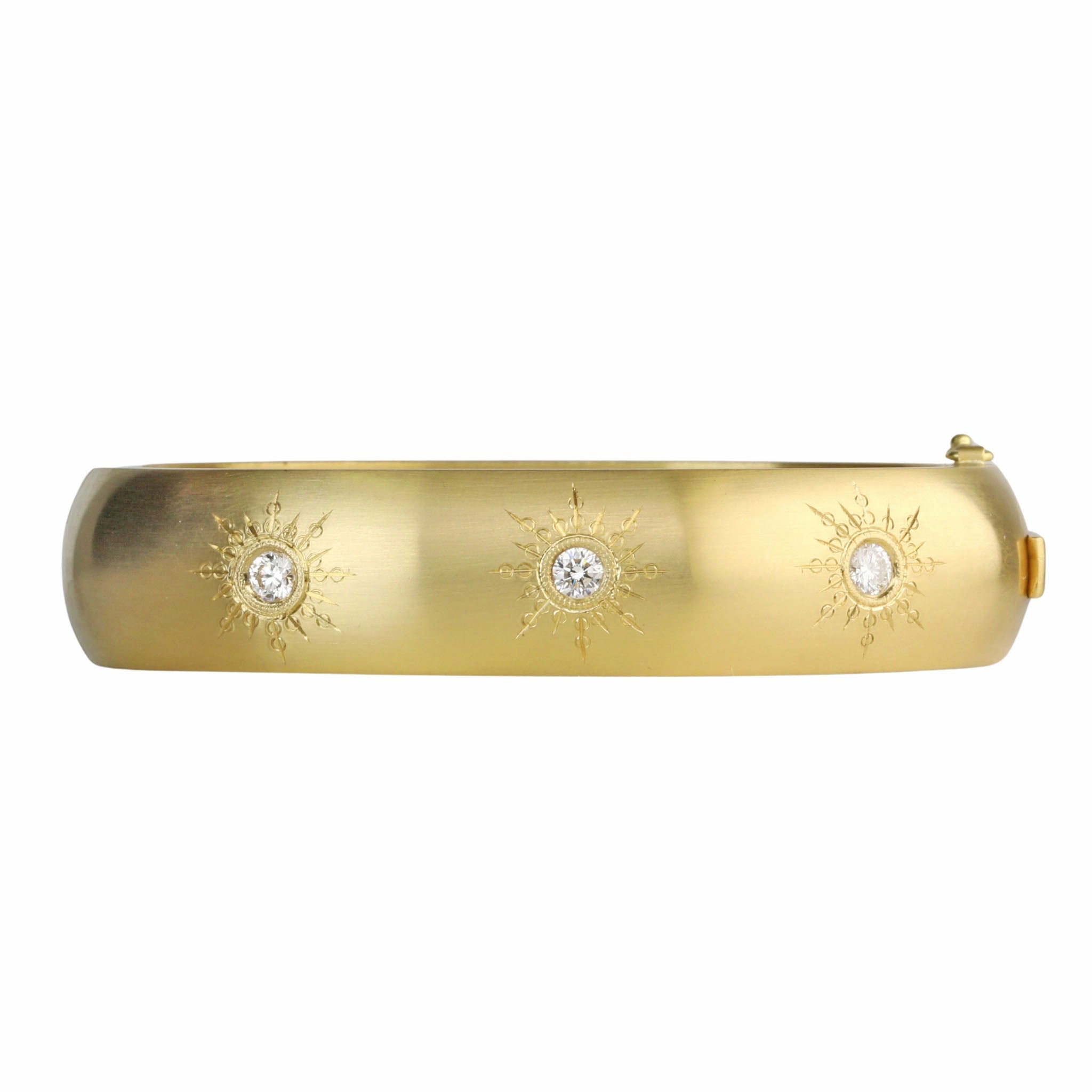 Caroline Ellen 18K Gold "Bombe" Hinge Bracelet with Six "Sunburst ...