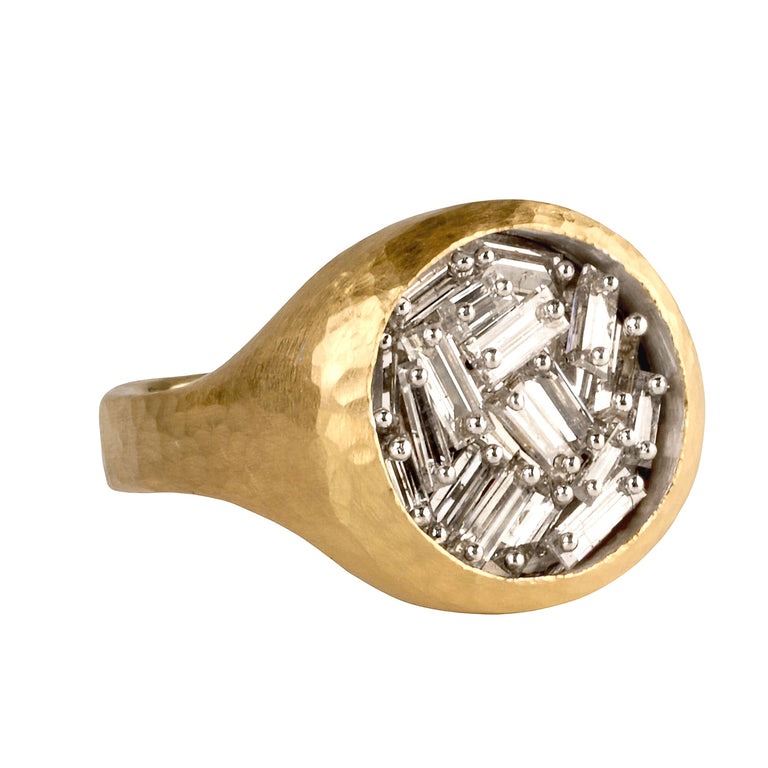 TAP by Todd Pownell 18K Gold & Platinum Pin-Set Baguette Diamond RIng ...