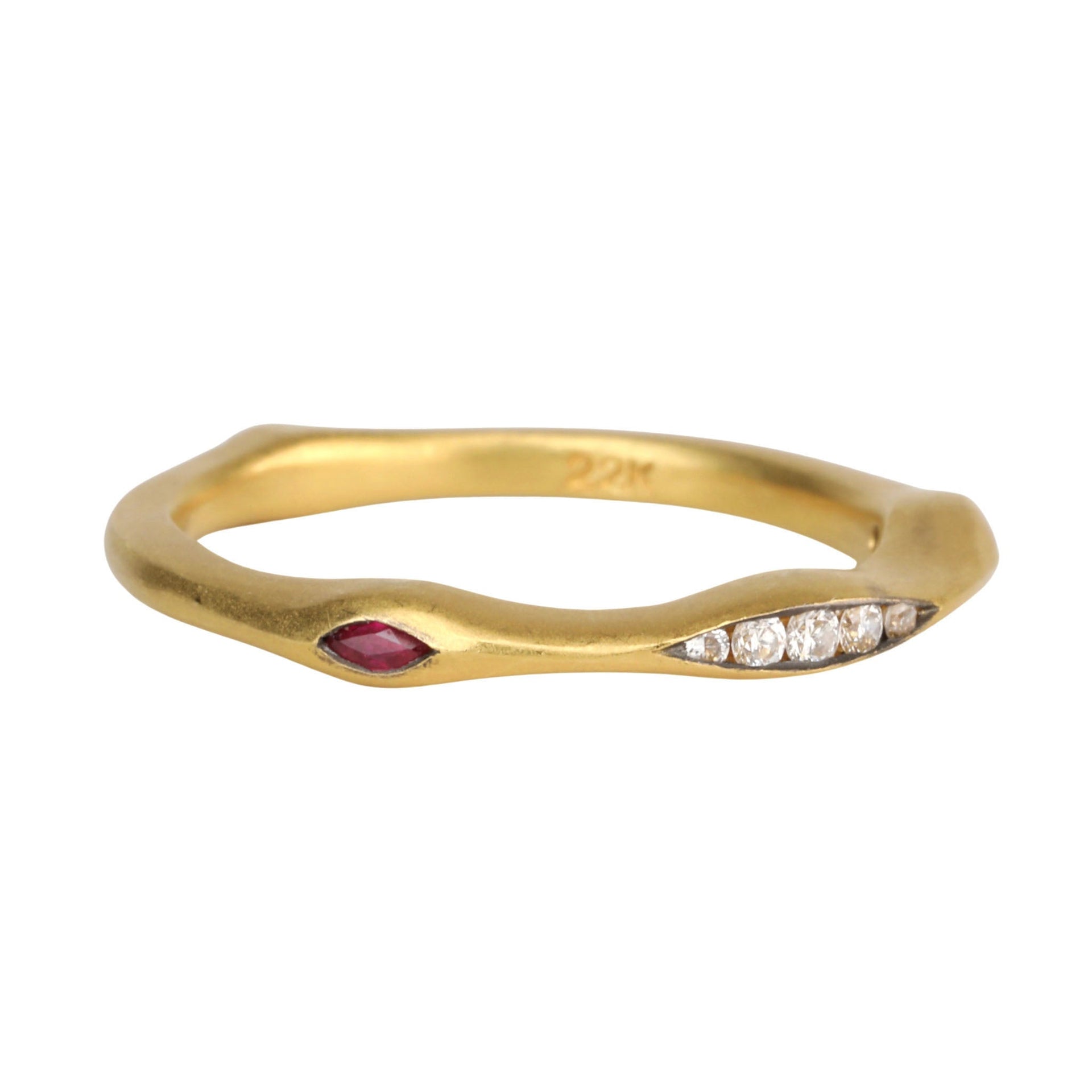 Cathy Waterman 22K Gold Pave Diamond & Ruby "Eye of Horus" Ring ...