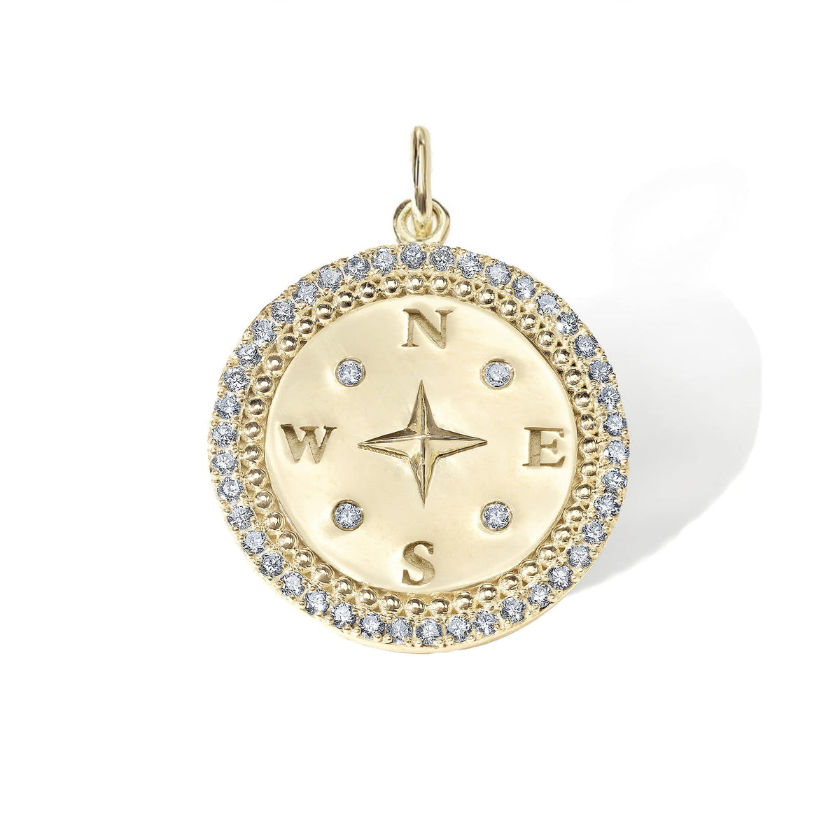 Zahava Gold Pave Diamond Compass Pendant with Diamond Inlay – Peridot ...