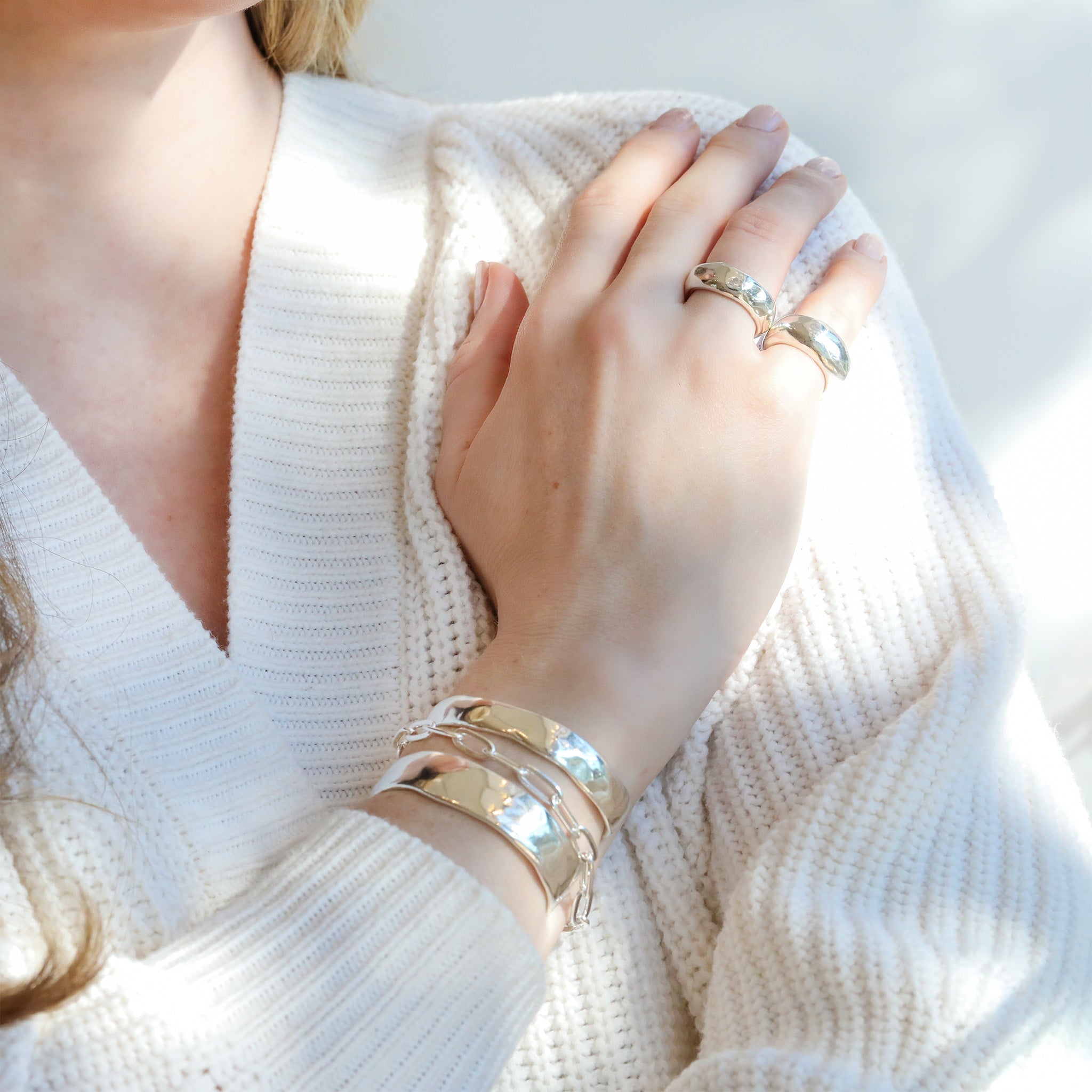 Johanna Brierley Sterling Silver Wide "Melt" Cuff Bracelet – Peridot ...